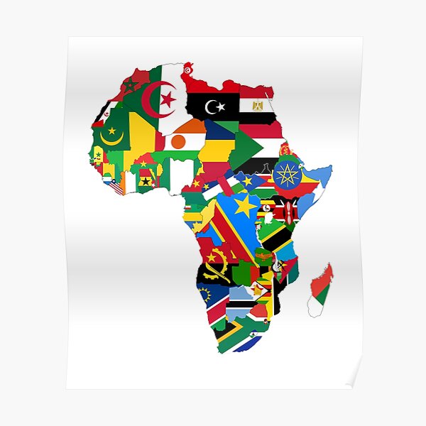 "African Map with Flags" Poster for Sale by SafariTees | Redbubble