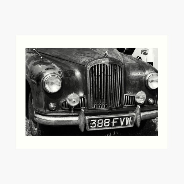 "A black and white image of the front of a 1956 Singer Hunter on ...