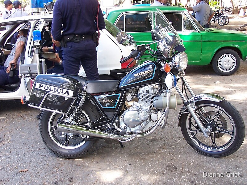 "Cuba Policia motorcycle" by Dianne Grist | Redbubble