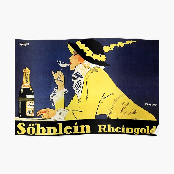 "SOHNLEIN RHEINGOLD Lithograph Art by Fritz Rumpf Vintage German ...