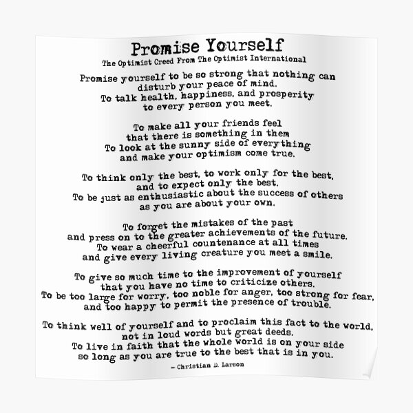 "Promise Yourself Poem" Poster for Sale by czerinaart | Redbubble