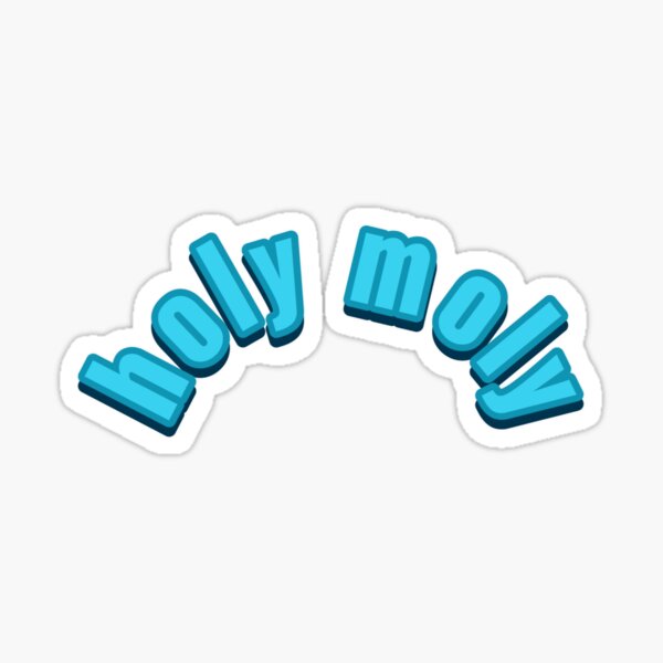 "blue curved "holy moly"" Sticker by marabeck17 | Redbubble