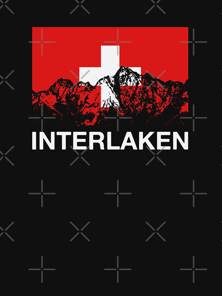 "Interlaken Switzerland Swiss Flag Alps Ski Travel" Essential T-Shirt ...