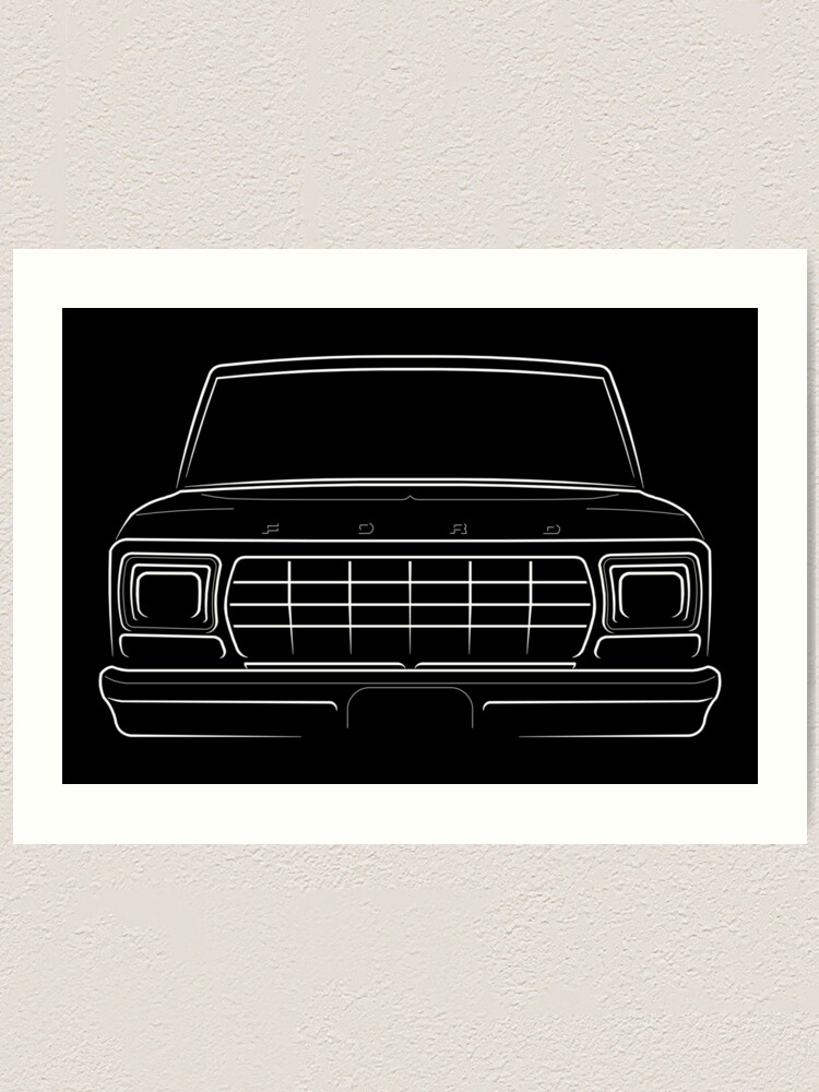 "1979 Ford F-100 pickup - front stencil, white" Art Print by mal ...