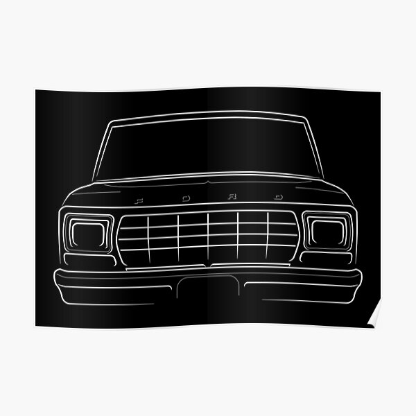 "1979 Ford F-100 pickup - front stencil, white" Poster for Sale by mal ...