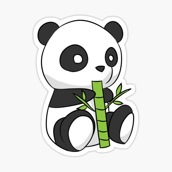 "Cute panda eating bamboo" Sticker by GinaClarck | Redbubble