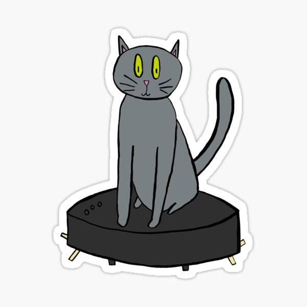 "Roomba Cat" Sticker by AvaJeanBean | Redbubble