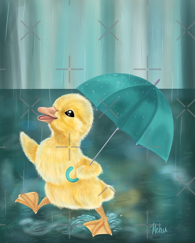 "Duckling with Umbrella - rainy day duck" by Mehu | Redbubble