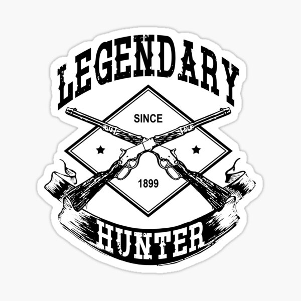 "Legendary Hunter Black Print" Sticker for Sale by IronAndFire | Redbubble