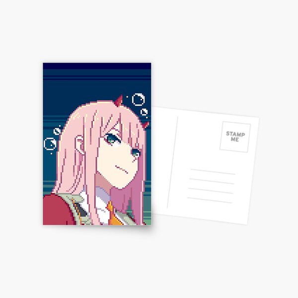"Zero Two pixel art" Postcard by uwntu | Redbubble