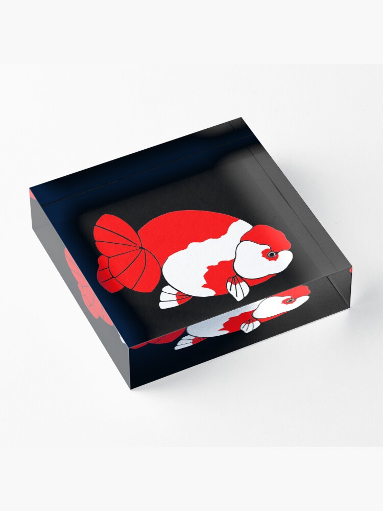 "Ranchu Red and White Goldfish Logo 20" Acrylic Block by Nosnah | Redbubble
