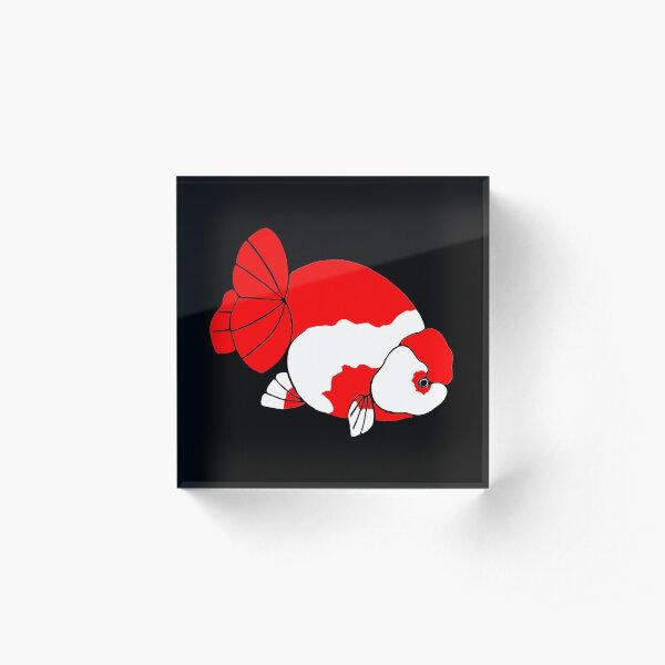 "Ranchu Red and White Goldfish Logo 20" Acrylic Block by Nosnah | Redbubble