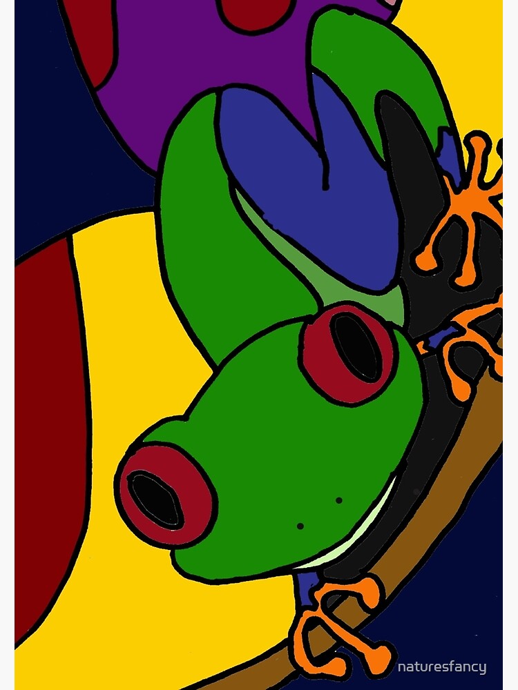 "Funky Green and Blue Tree Frog Abstract Art Original" Spiral Notebook ...