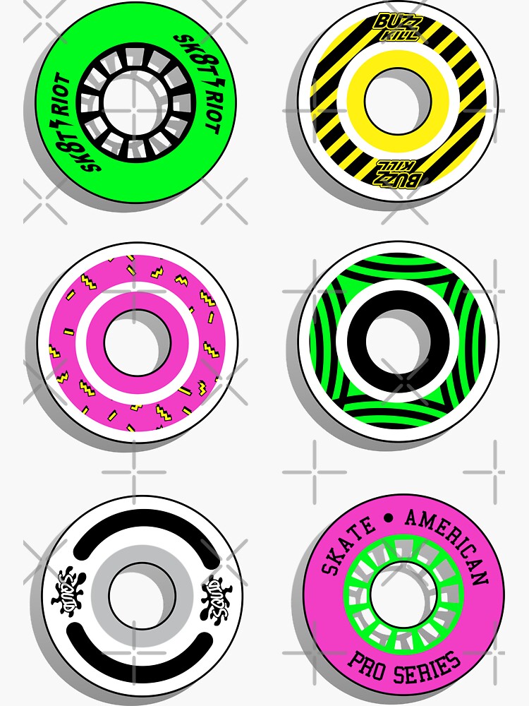 "retro skate wheels on yellow " Sticker for Sale by B0red | Redbubble