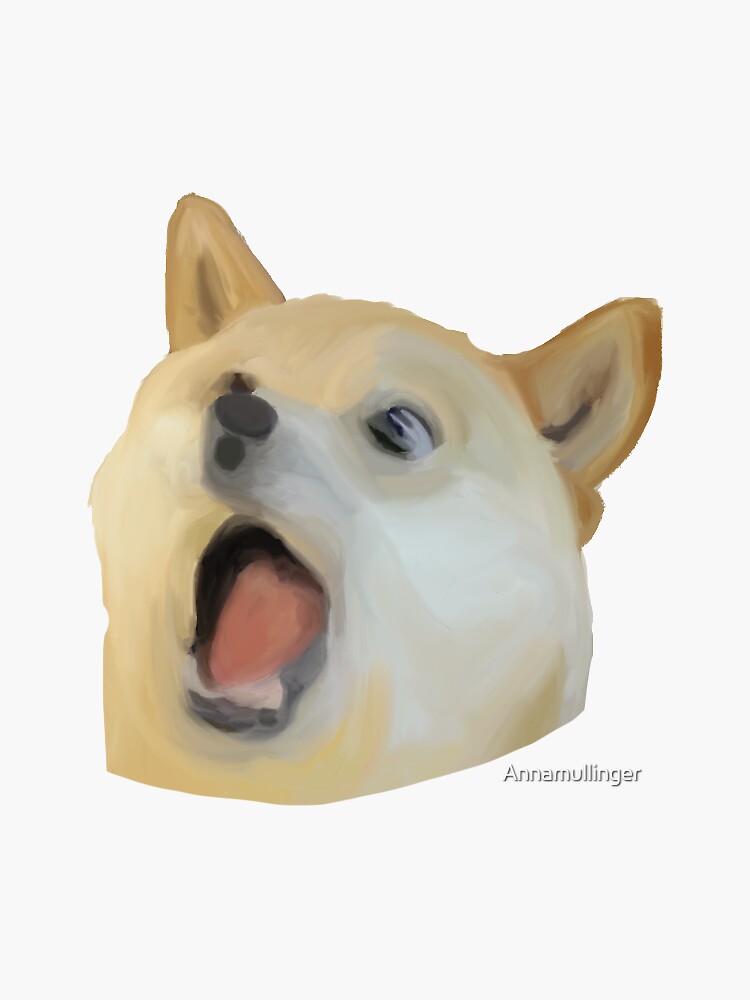 "Screaming Doge Painting" Sticker for Sale by Annamullinger | Redbubble