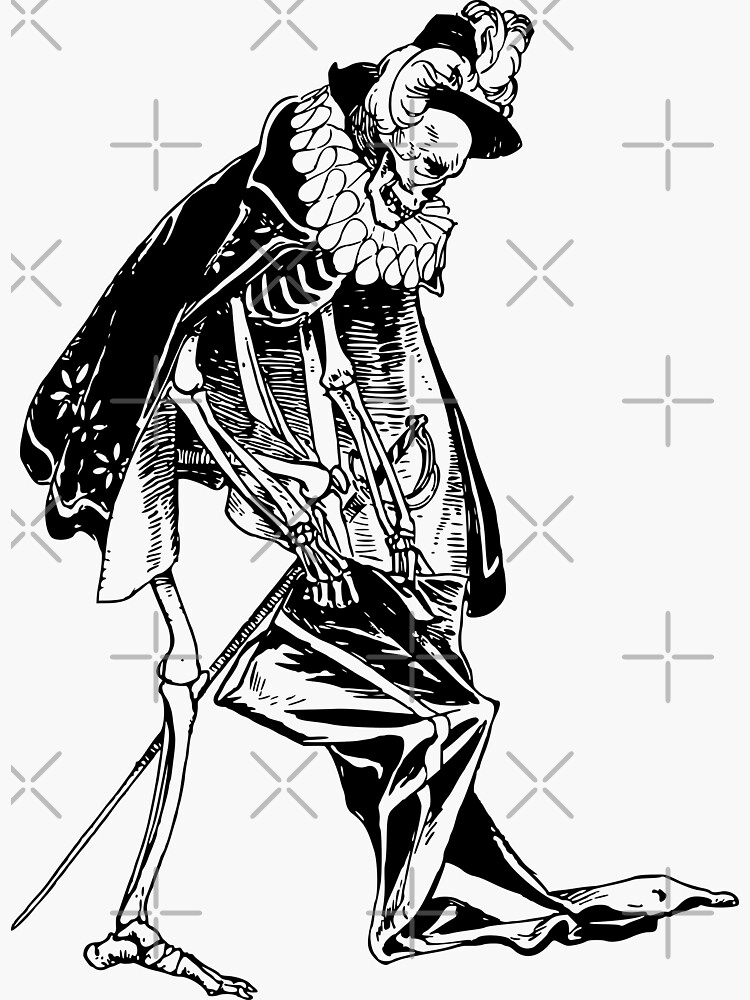 "Musketeer skeleton." Sticker for Sale by emphatic | Redbubble
