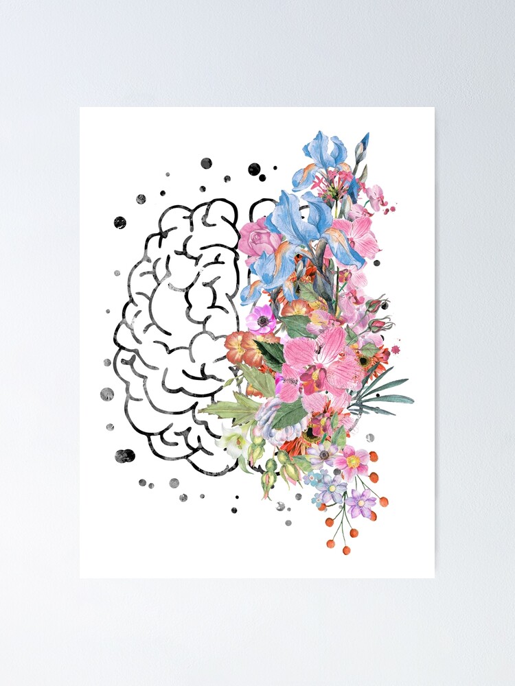"Brain anatomy, watercolor Brain, flowers brain, brain with Flowers ...