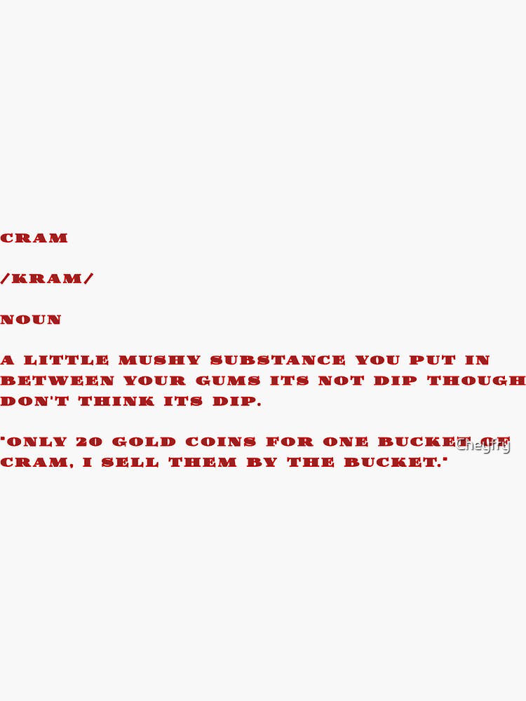 "Cram callmecarson" Sticker by Cheyfry | Redbubble