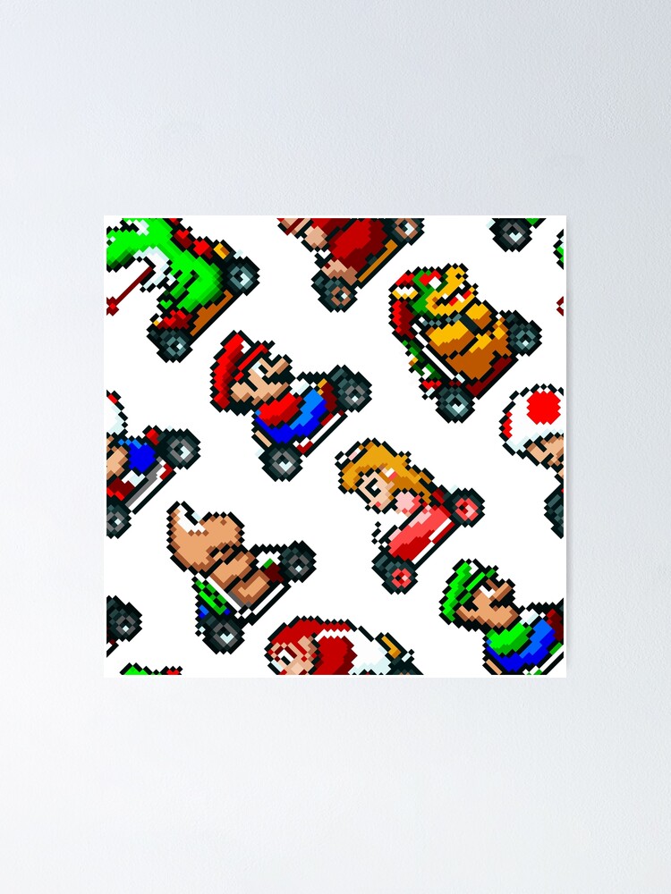 "8-bit karting heroes pattern | WL8R-SMK" Poster by geekeeg | Redbubble