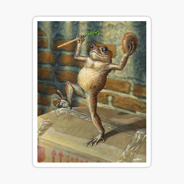 "Dancing Toad on a cardboard box acrylic painting" Sticker for Sale by ...