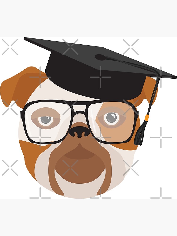 "Bulldog With Glasses and University Graduation cap" Art Print for Sale ...