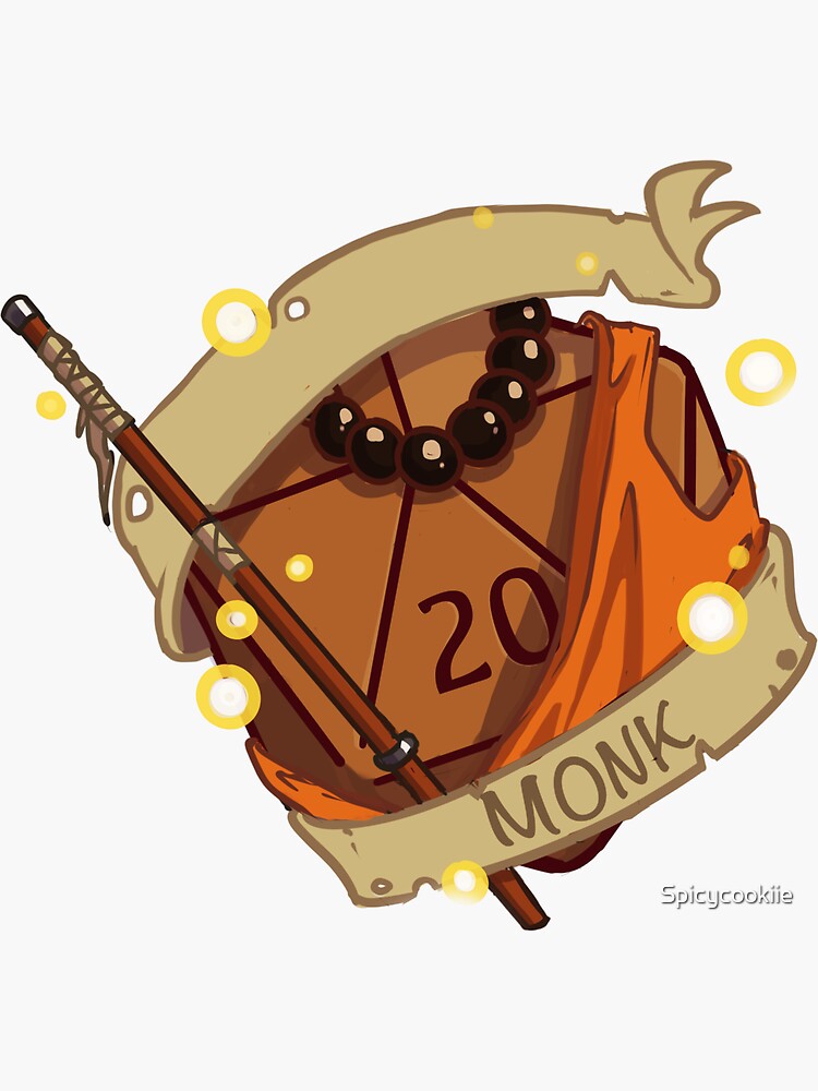 "D20 Monk Fantasy Dice" Sticker for Sale by Spicycookiie | Redbubble