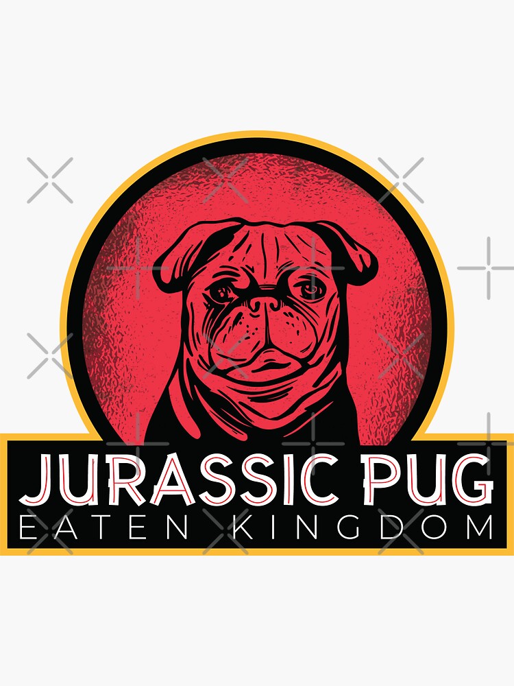 "Jurassic Pug" Sticker by anotherkalopsia | Redbubble