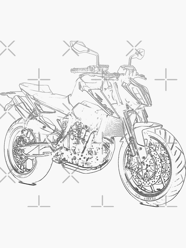 "KTM 790 Duke pencil silhouette motorcycle naked bike roadster" Sticker ...