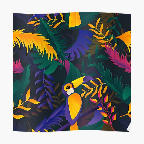 "Tucan and Leaves 2" Poster for Sale by sushikills | Redbubble