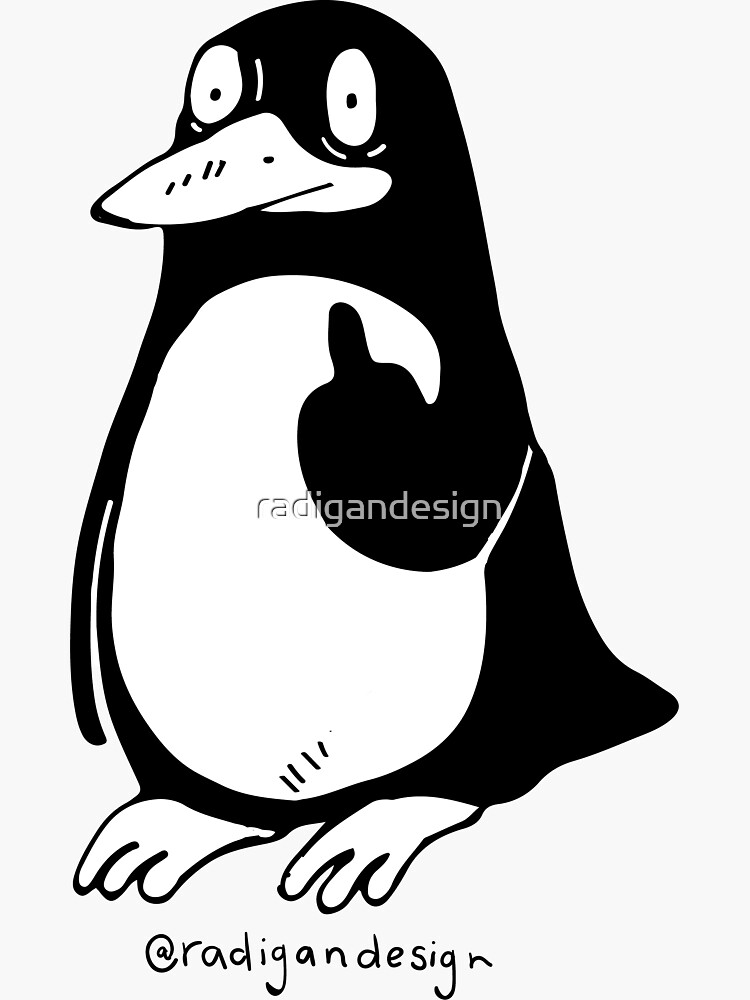 "Penguin B&W" Sticker for Sale by radigandesign | Redbubble