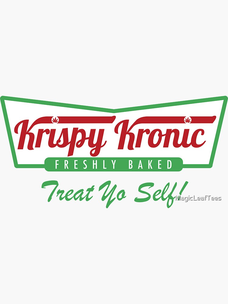 "Krispy Kronic Funny Cannabis" Sticker for Sale by MagicLeafTees ...