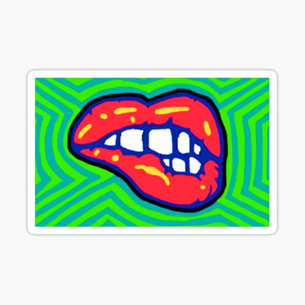 "Biting Lips" Sticker by PilzburyBroBoy | Redbubble