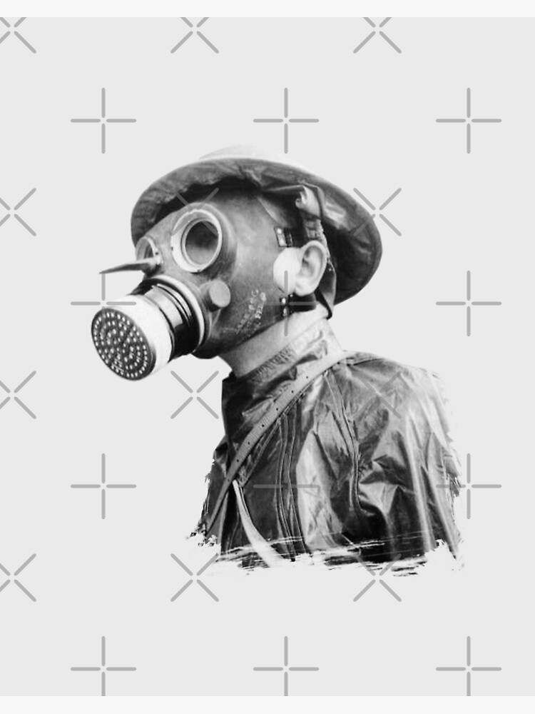 Ww1 Gas Mask Drawing Trench Warfare. Gas Mask And Military Helmet With