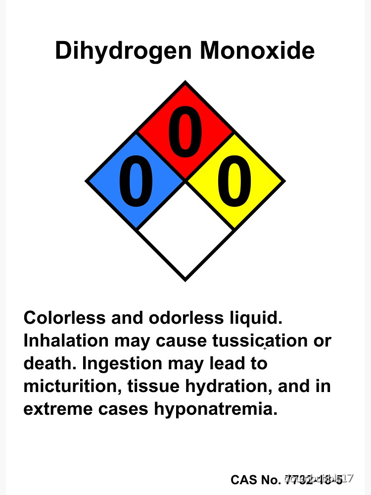 "Dihydrogen Monoxide Chemical Water H2O Joke Diamond Label" Sticker for ...