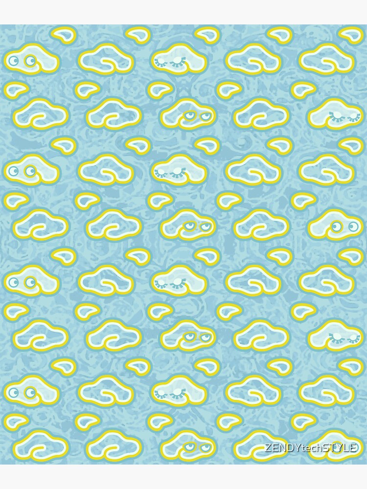 "KAWAII Cloisonné | Drowsy Aqua Clouds" Sticker for Sale by ...