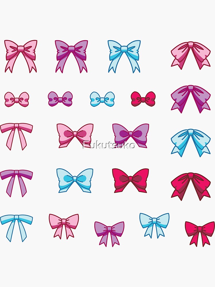 "Kawaii Pastel Ribbon Bow Stickers Sheet" Sticker by Fukutsuko | Redbubble