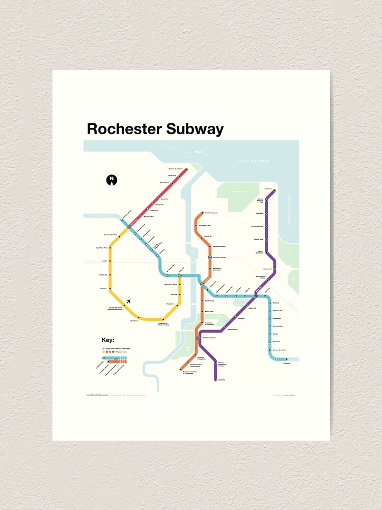 "Rochester Subway (Fantasy Metro Map, Rochester, New York)" Art Print ...