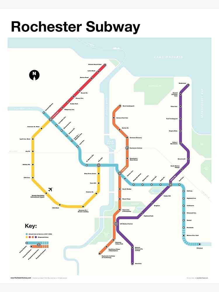 "Rochester Subway (Fantasy Metro Map, Rochester, New York)" Art Print ...