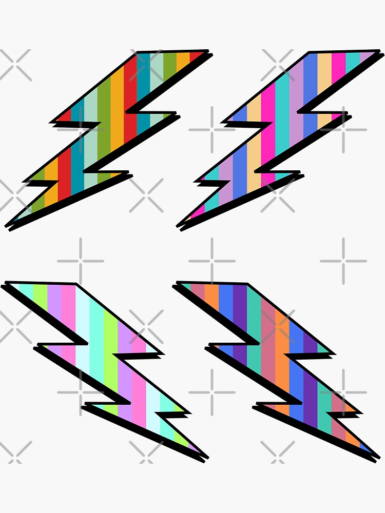 "Funky lightning bolts - bundle" Sticker by HappyFog | Redbubble
