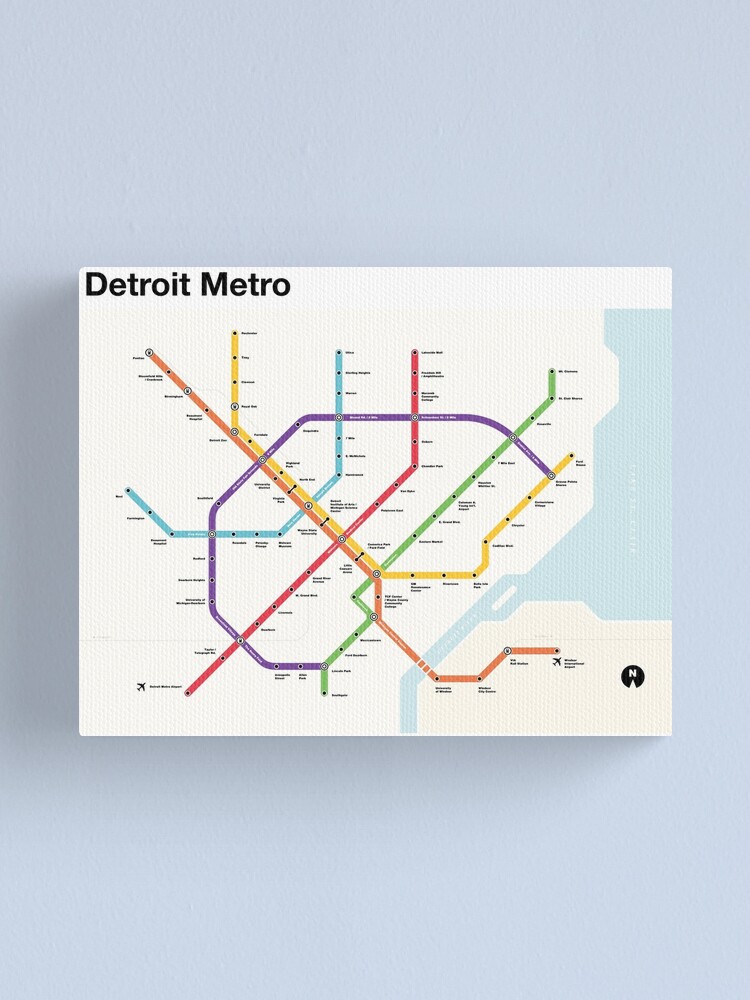 "Detroit Metro (Fantasy Subway Map, Detroit, Michigan)" Canvas Print by ...