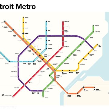 "Detroit Metro (Fantasy Subway Map, Detroit, Michigan)" Graphic T-Shirt ...