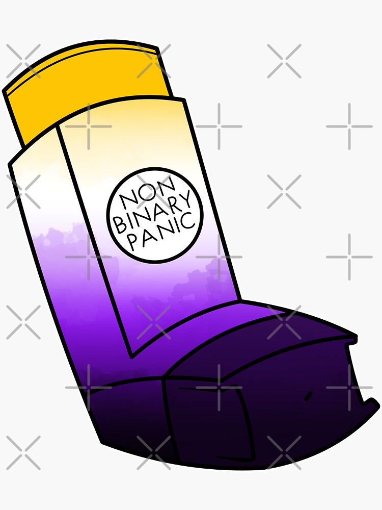 "Nonbinary Panic! - The queer inhalers series" Sticker for Sale by ChiaFilincieri | Redbubble