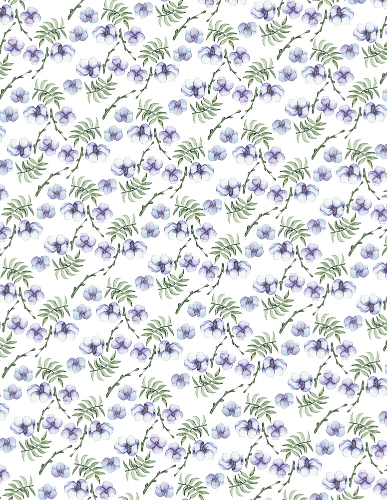"Periwinkle blue floral background pattern" by Amy Olsen | Redbubble