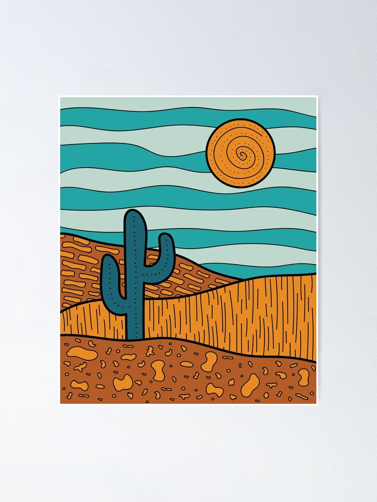 "Abstract desert landscape - Blue" Poster for Sale by sziszigraphics ...