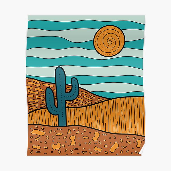 "Abstract desert landscape - Blue" Poster for Sale by sziszigraphics ...