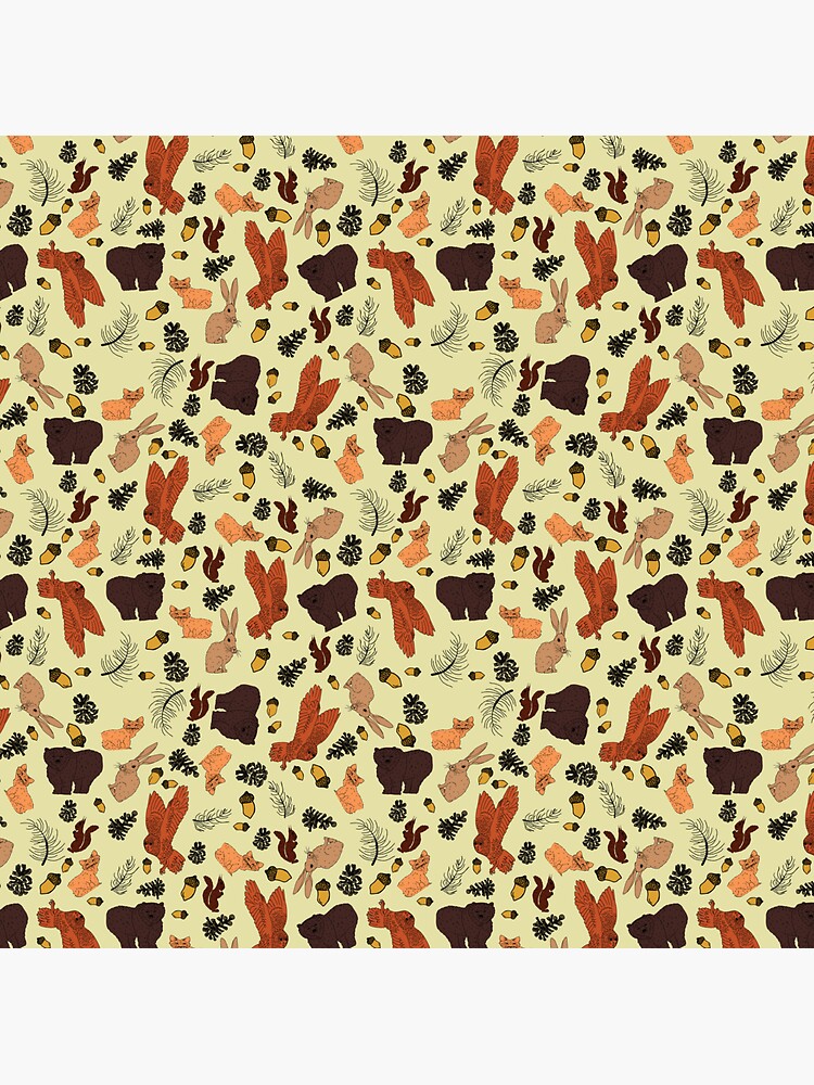 "Woodland Animal Surface Pattern Design Neutral Colors" Sticker for ...