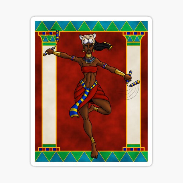 "Sekhmet with Nunchucks" Sticker by Tyrannohotep | Redbubble