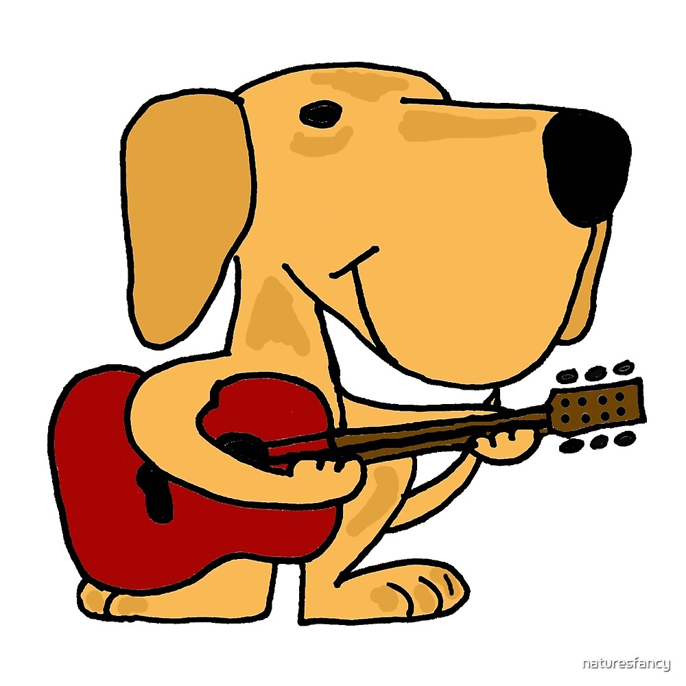 "Funny Yellow Labrador Retriever Playing Guitar" by naturesfancy ...