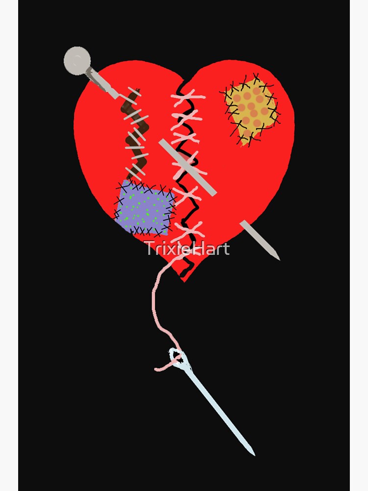 "Stitched Up Heart" Sticker for Sale by TrixieHart | Redbubble