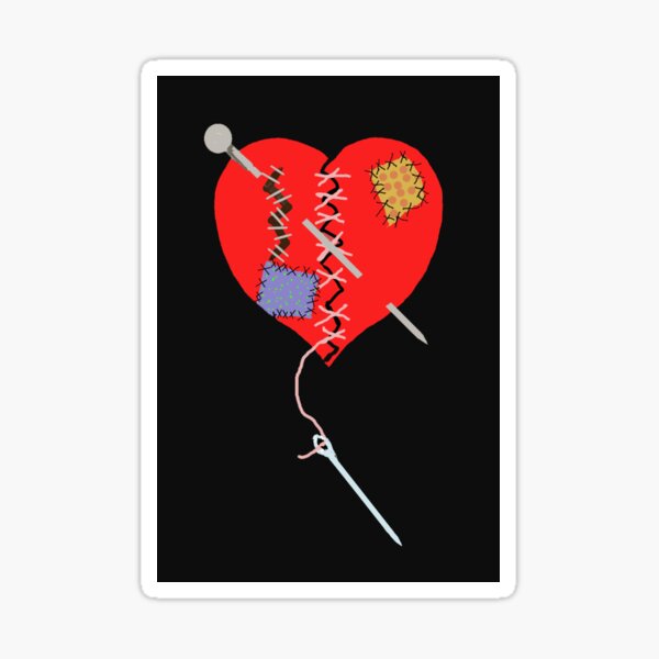 "Stitched Up Heart" Sticker for Sale by TrixieHart | Redbubble